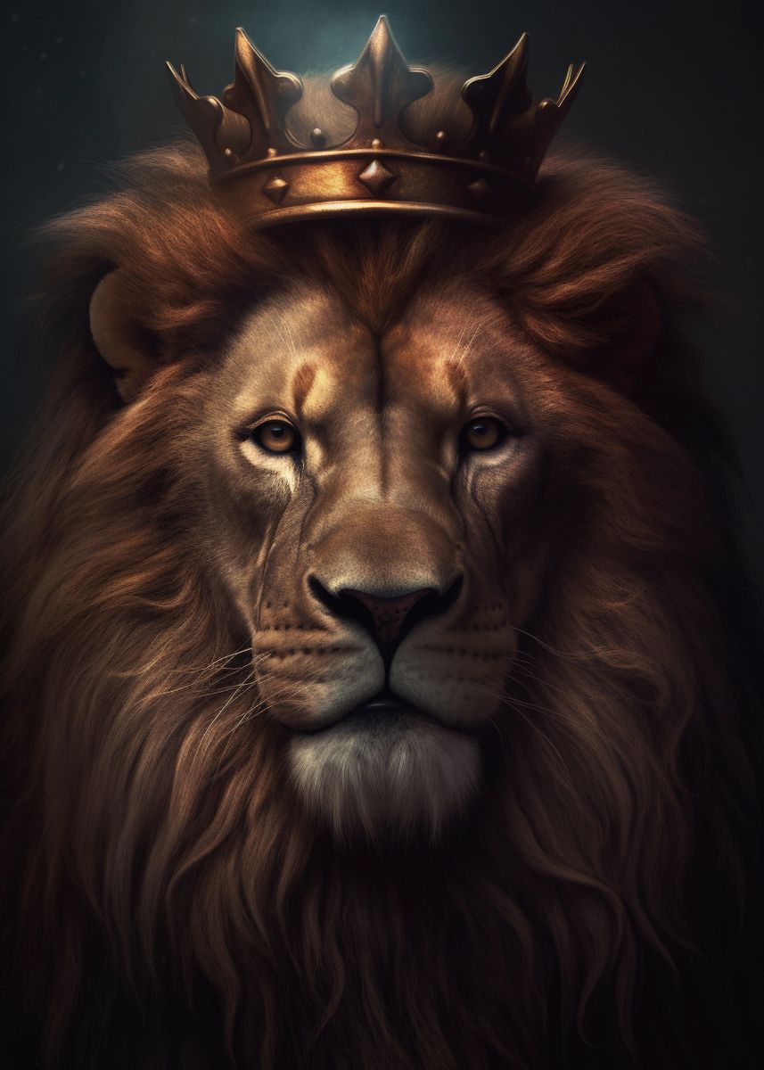 'Lion Crown Portrait 5' Poster by FerraraMedia | Displate