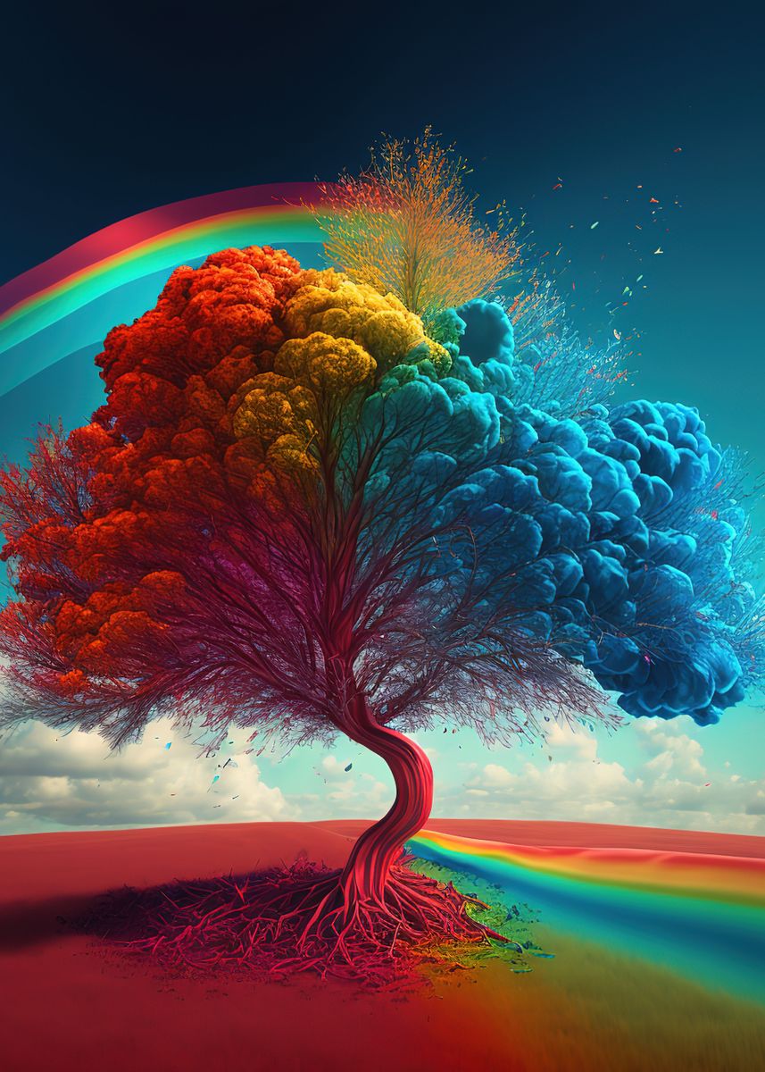'colorful tree' Poster, picture, metal print, paint by deidrera cheal ...