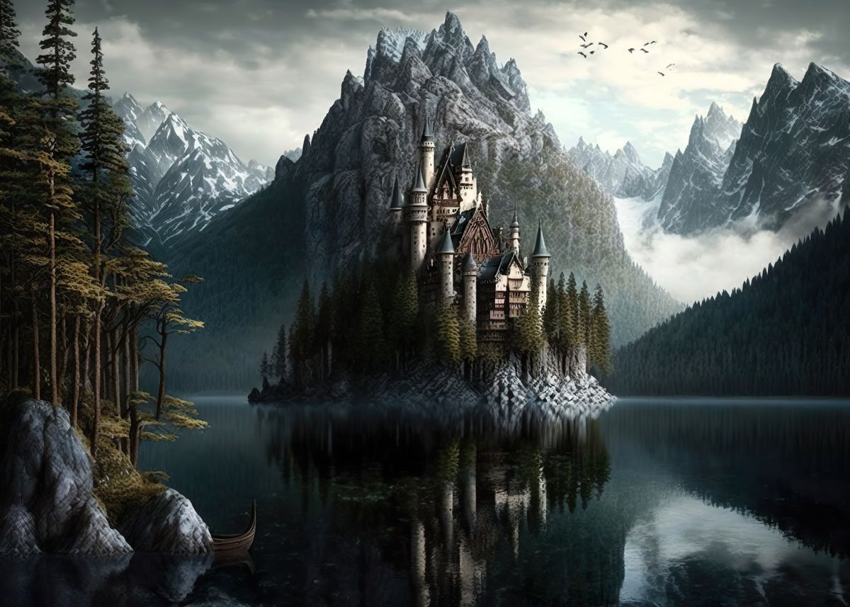 'Castle on a lake' Poster by JLD Designs | Displate