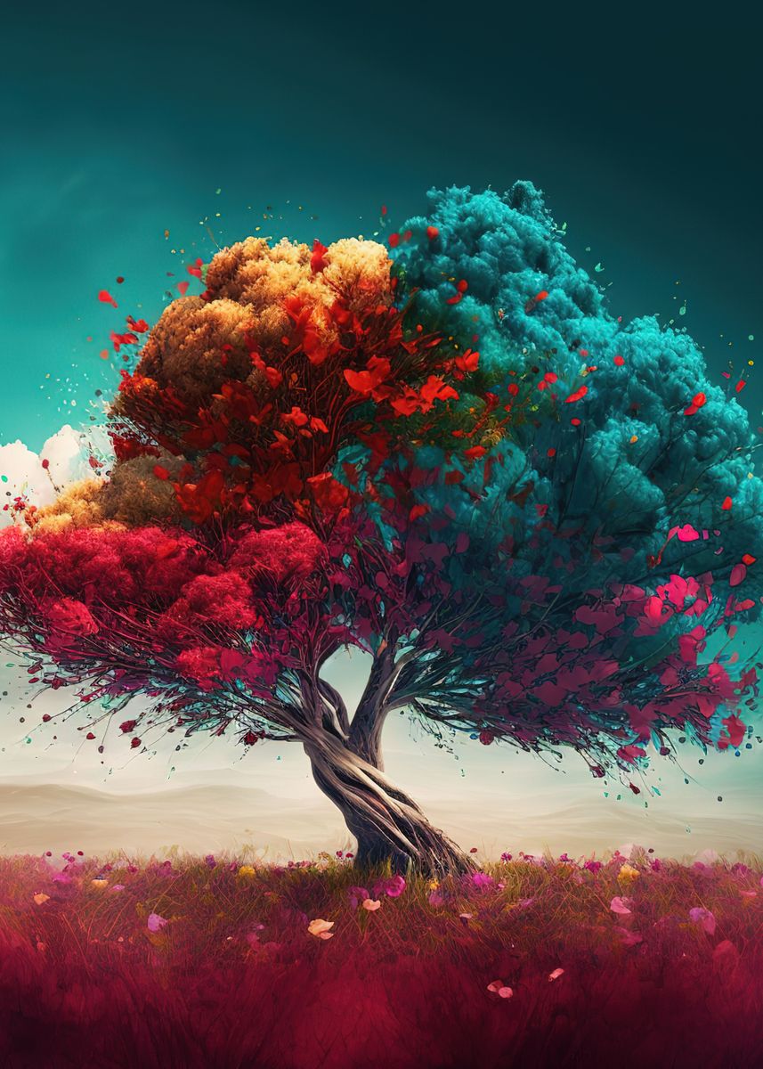 'colorful tree' Poster, picture, metal print, paint by deidrera cheal ...