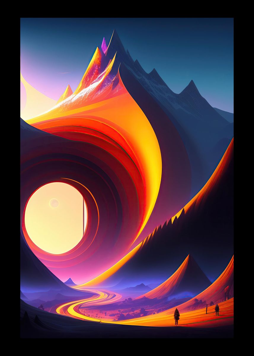 'Abstract Mountain Path' Poster, picture, metal print, paint by ...