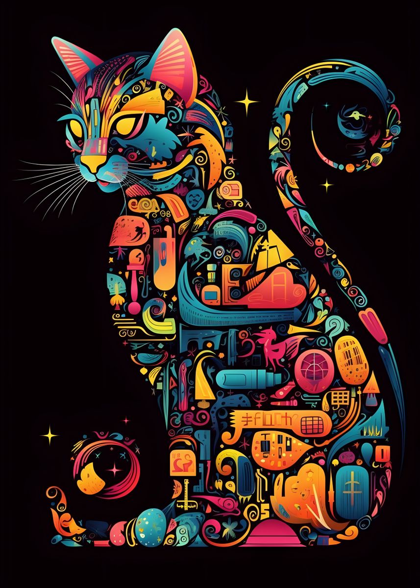 'Cat Scheme' Poster, picture, metal print, paint by FusionDesigns ...