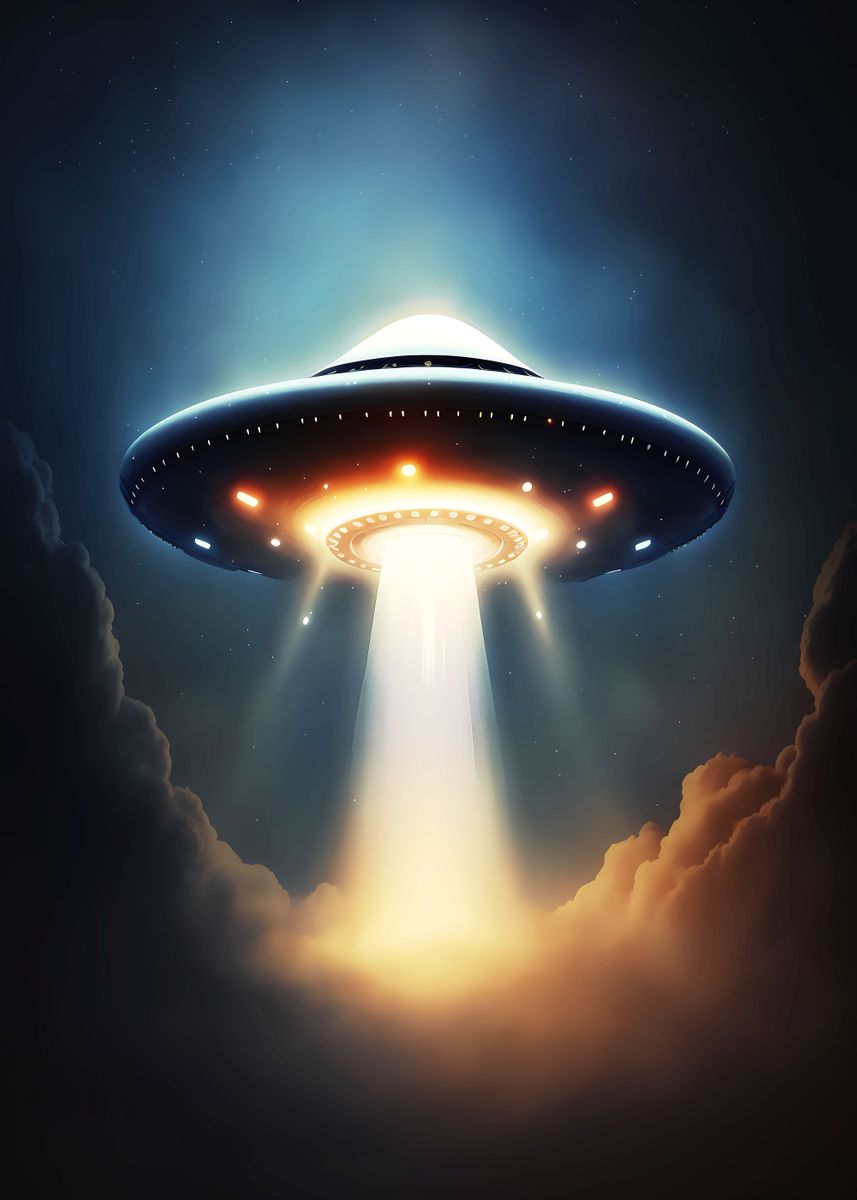 'UFO Alien Ship Space Art' Poster, picture, metal print, paint by ...