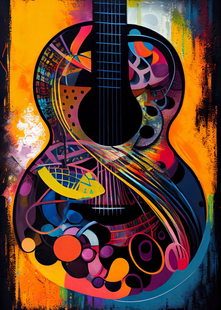 'Abstract Acoustic Guitar' Poster, picture, metal print, paint by Cris ...