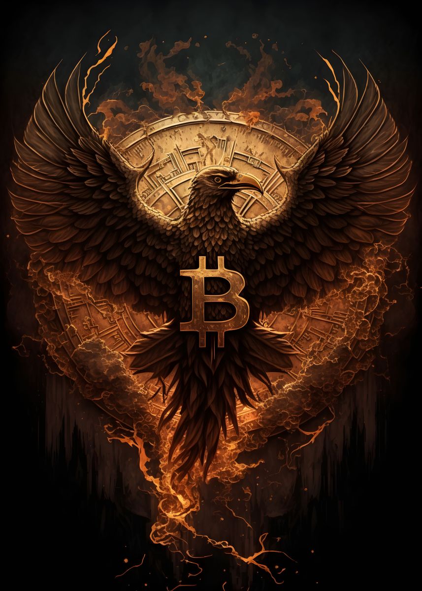 'Bitcoin Phoenix' Poster, picture, metal print, paint by Pixaverse ...