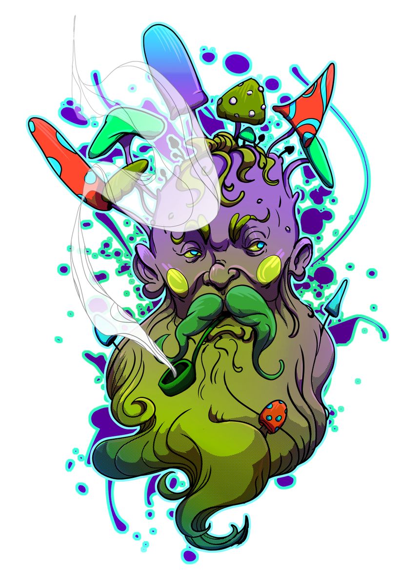 'Mushroom Wizard' Poster, picture, metal print, paint by Atanas ...
