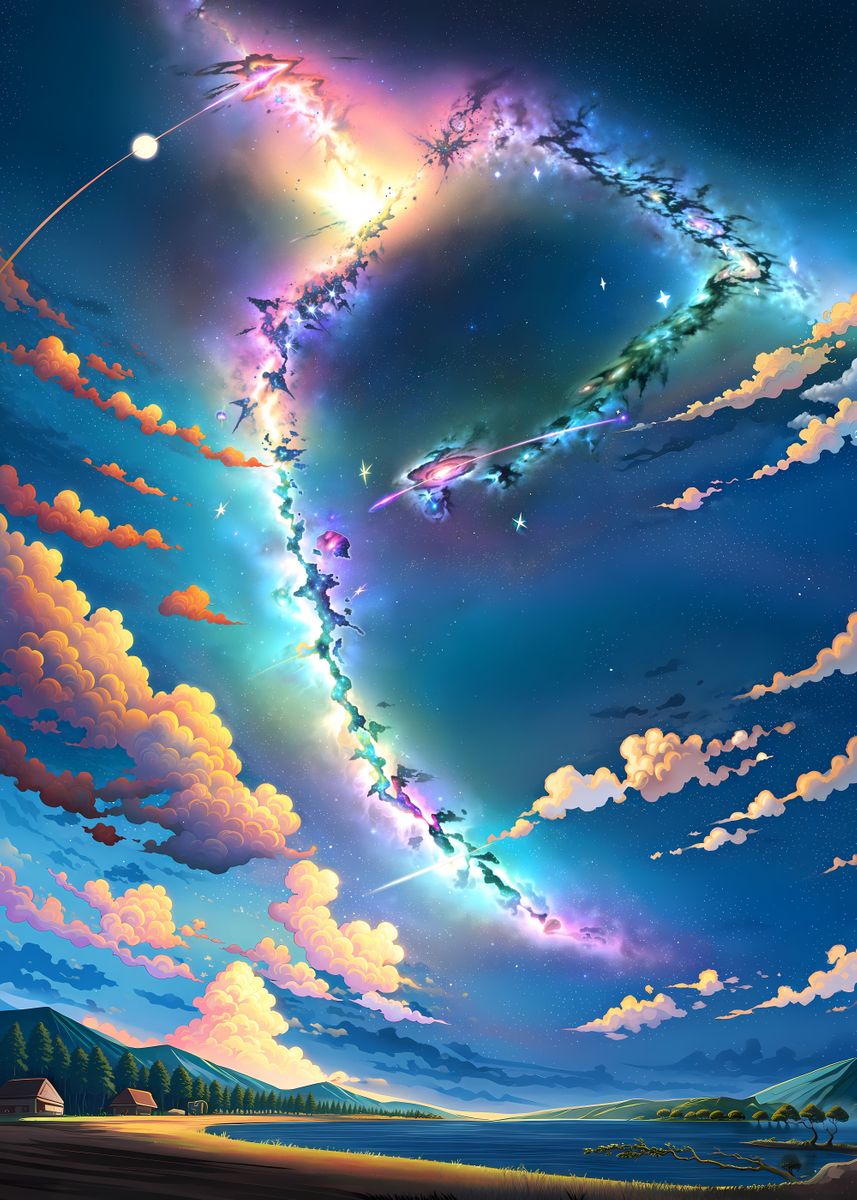 'Galaxy Anime Landscape' Poster by Luong Phat | Displate