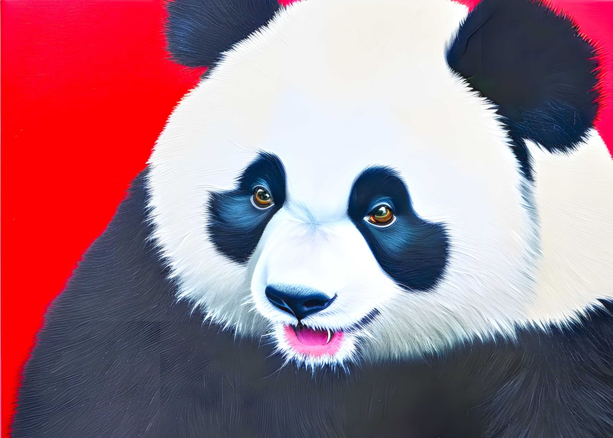 'Animal Panda whith red' Poster by Neckebroeck | Displate