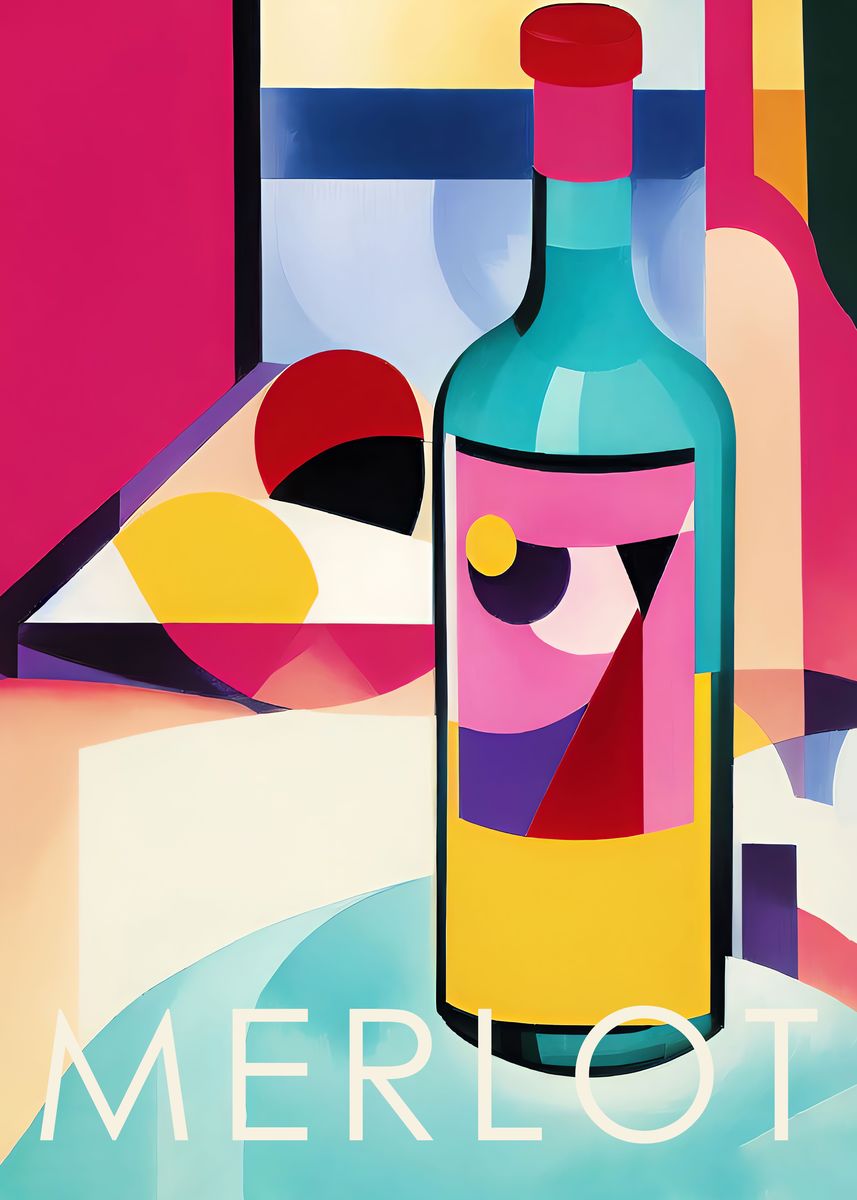 'MERLOT Art Deco Wine' Poster, picture, metal print, paint by ...