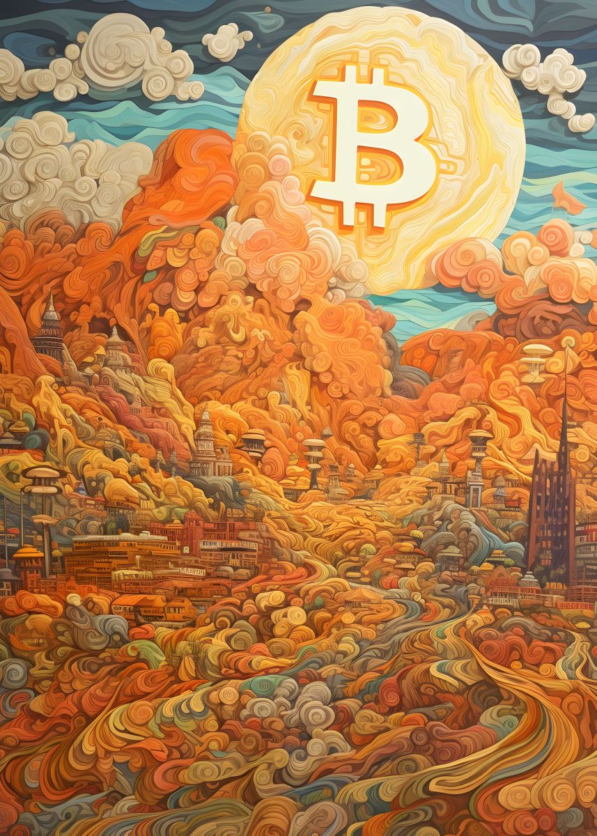 'Bitcoin Sunrise' Poster, picture, metal print, paint by Pixaverse ...