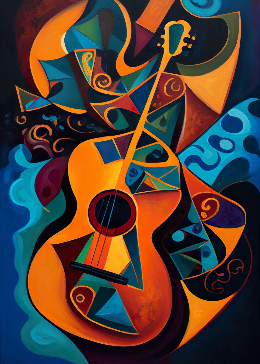 'Abstract Acoustic Guitar' Poster by Cris de Almeida | Displate