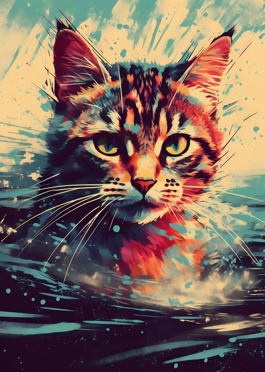 'Cat Paint' Poster by Neugebauer | Displate