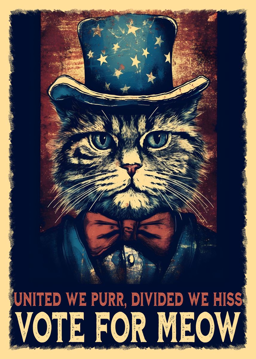 'Vintage Cat Satire' Poster, picture, metal print, paint by Mircea ...