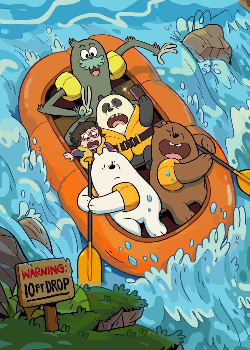 'to river we Bare bears' Poster, picture, metal print, paint by ...