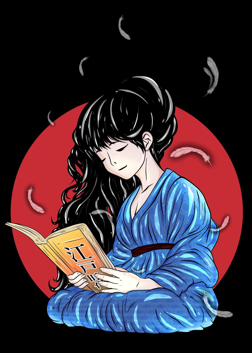 'Japanese girl reading' Poster, picture, metal print, paint by ...