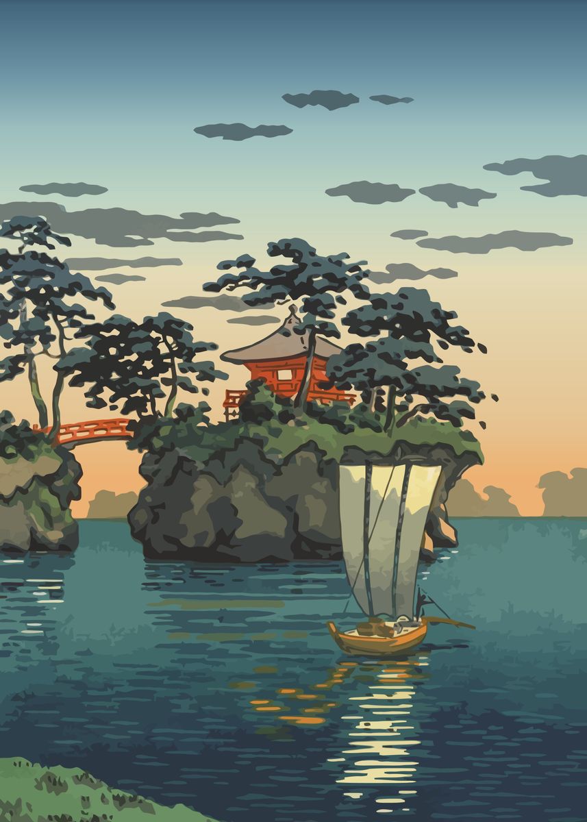 'Sunset Sail' Poster by Long Shot | Displate