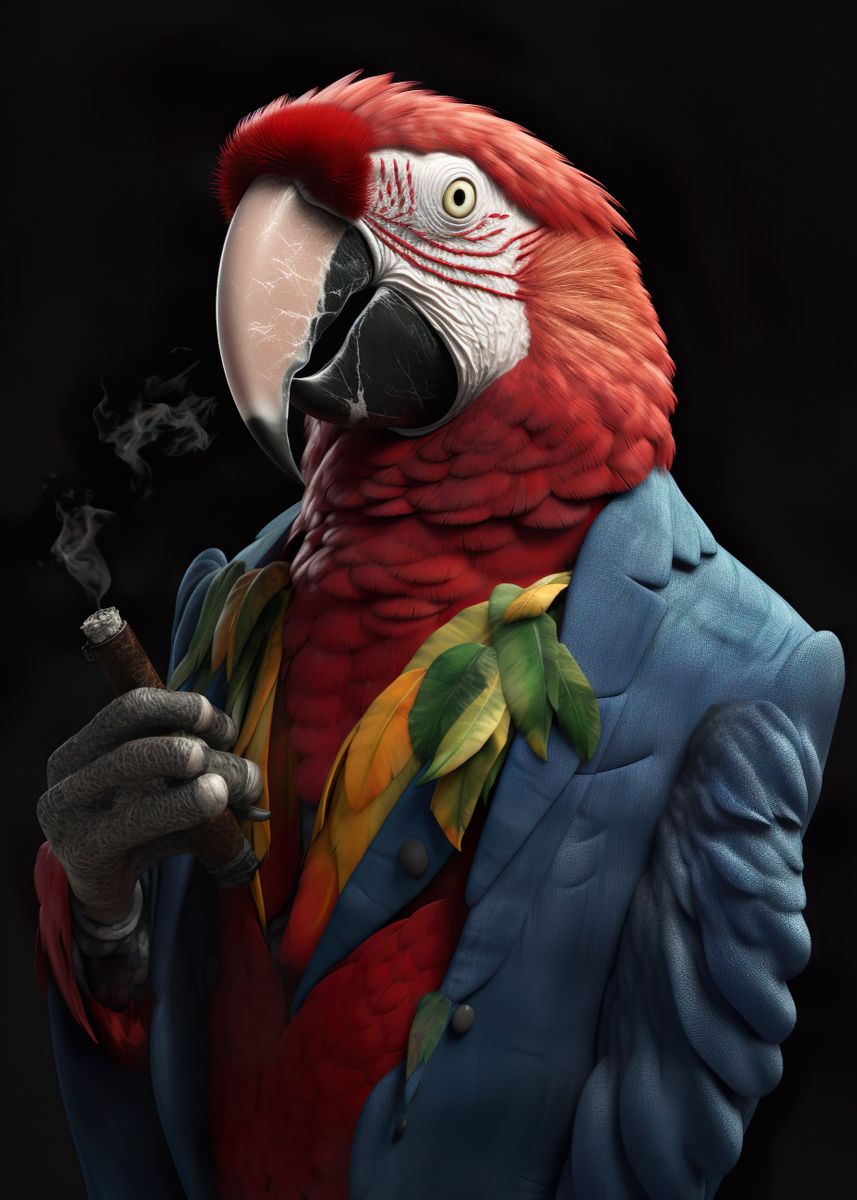 'Parrot Suit Cigar' Poster, picture, metal print, paint by AyrioArt ...