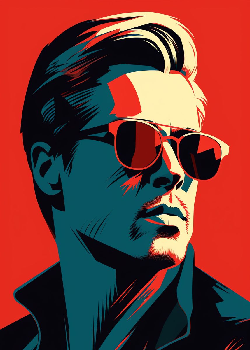 'Brad Pitt' Poster, picture, metal print, paint by Art Concept | Displate
