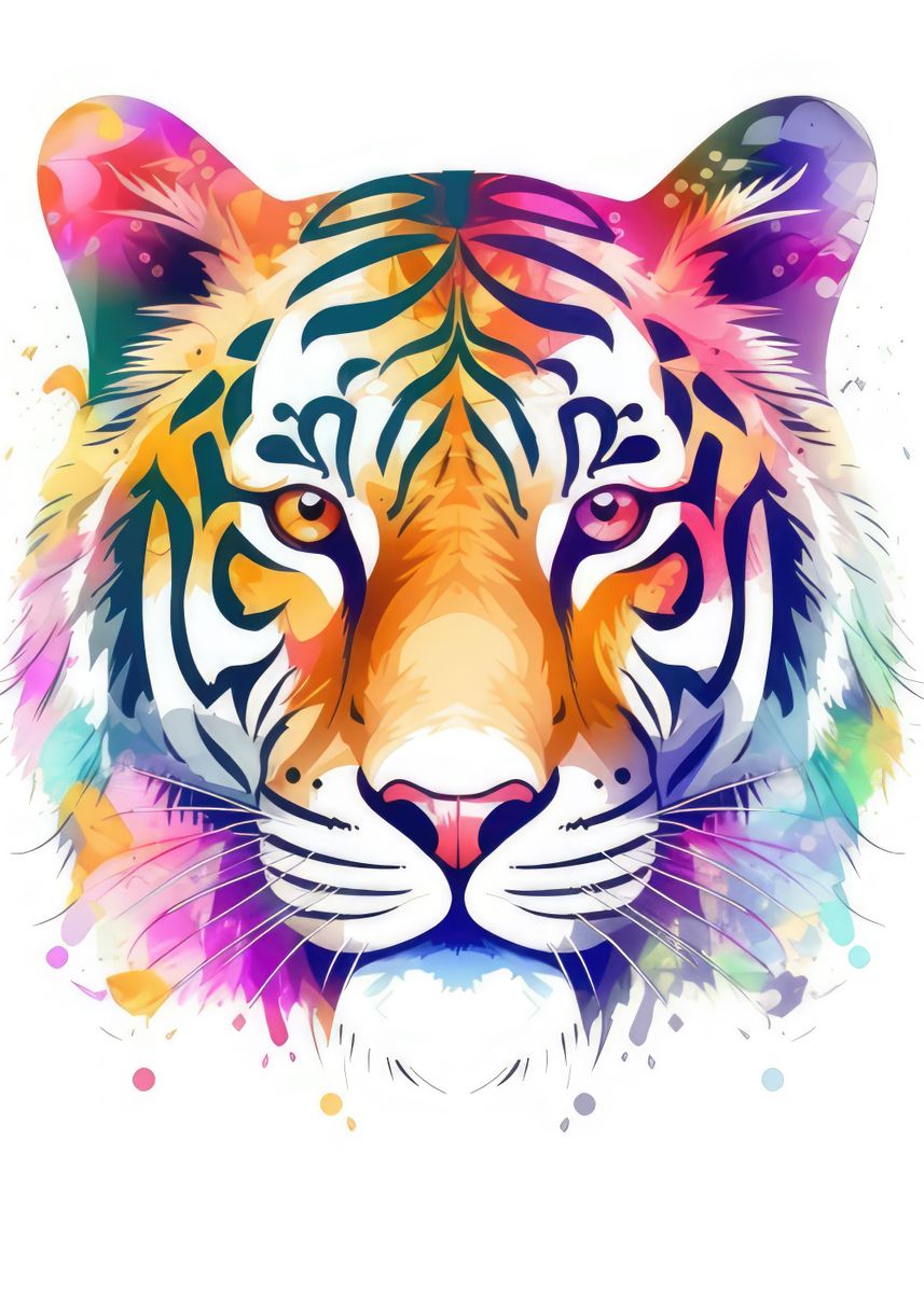 'Colorful Tiger' Poster, picture, metal print, paint by Wolf Design ...