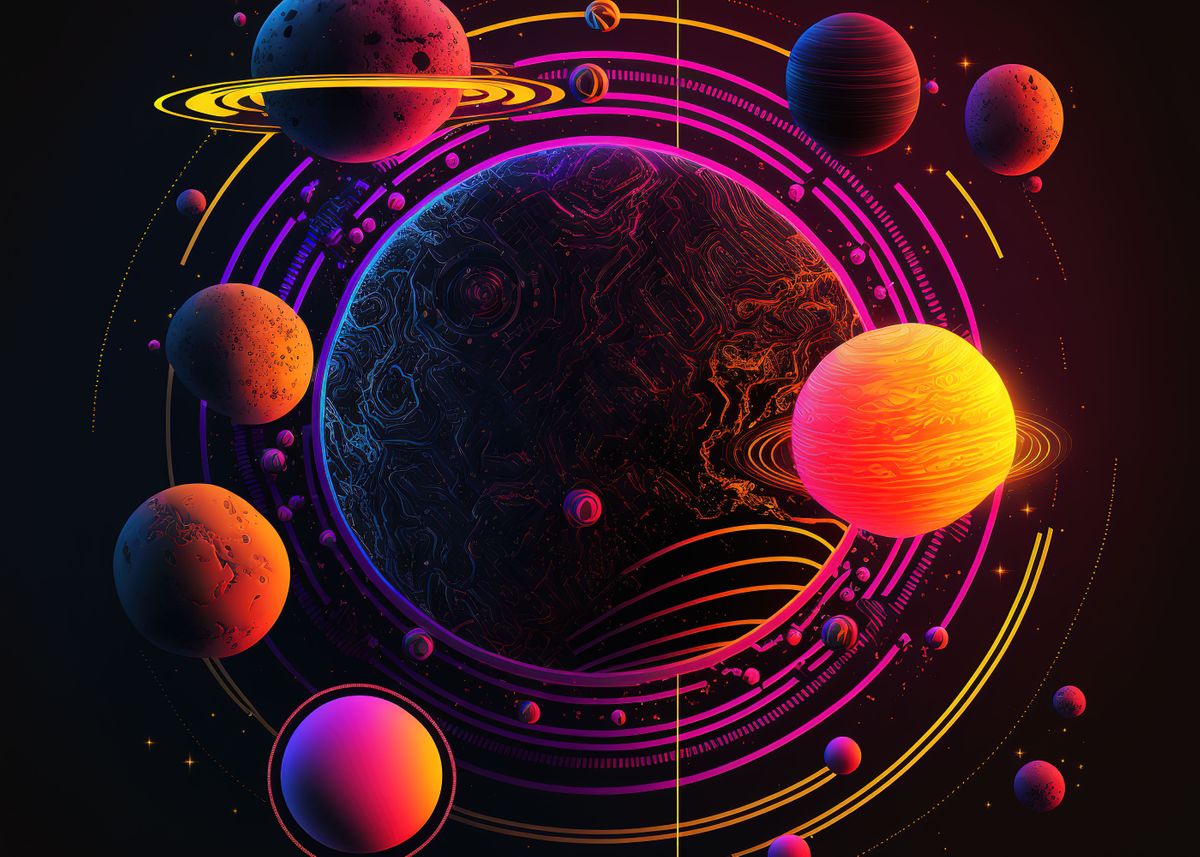 'Solar system neon' Poster by Philippa Quintero | Displate