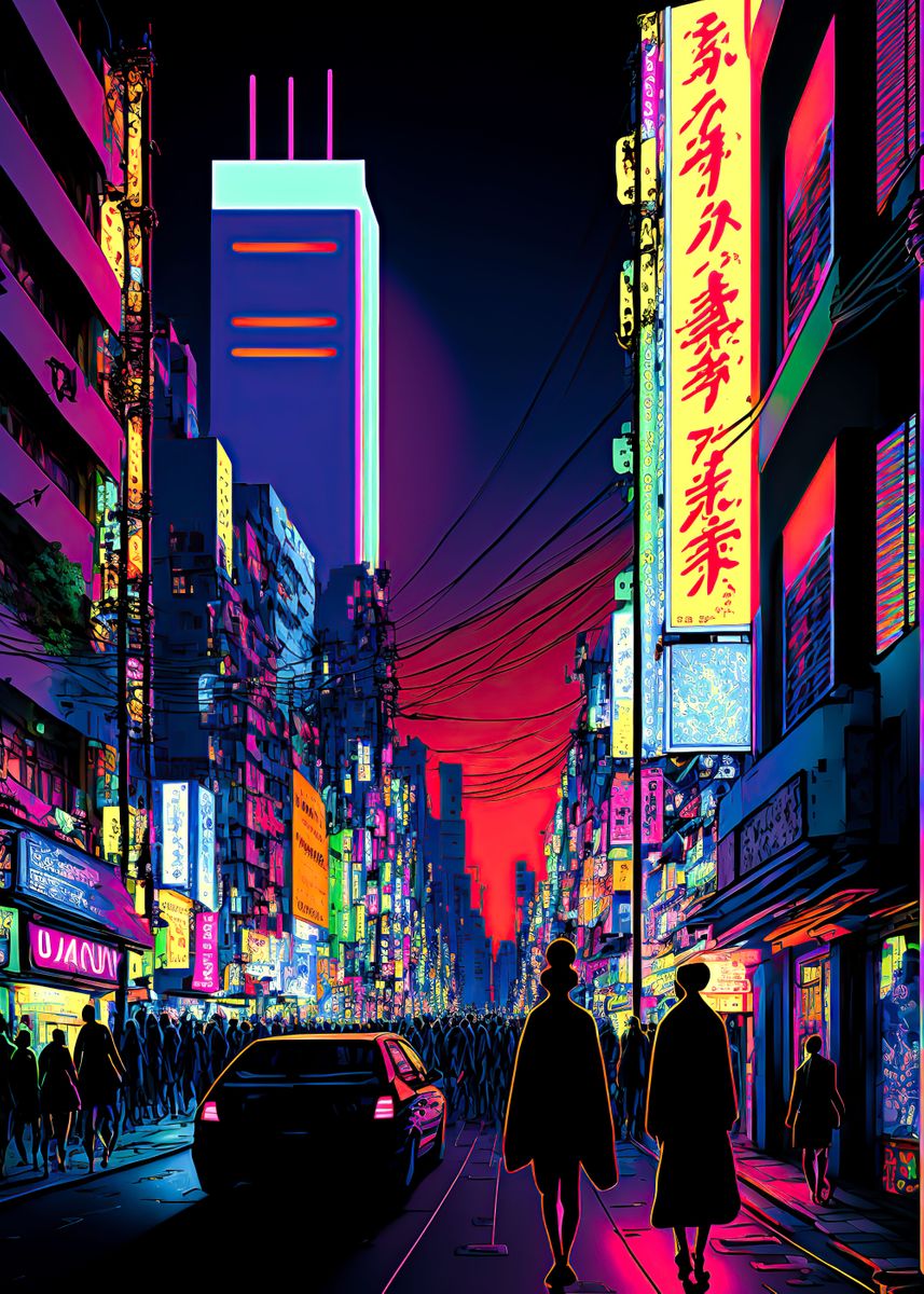 'Tokyo japan neon' Poster, picture, metal print, paint by Anime Poster ...