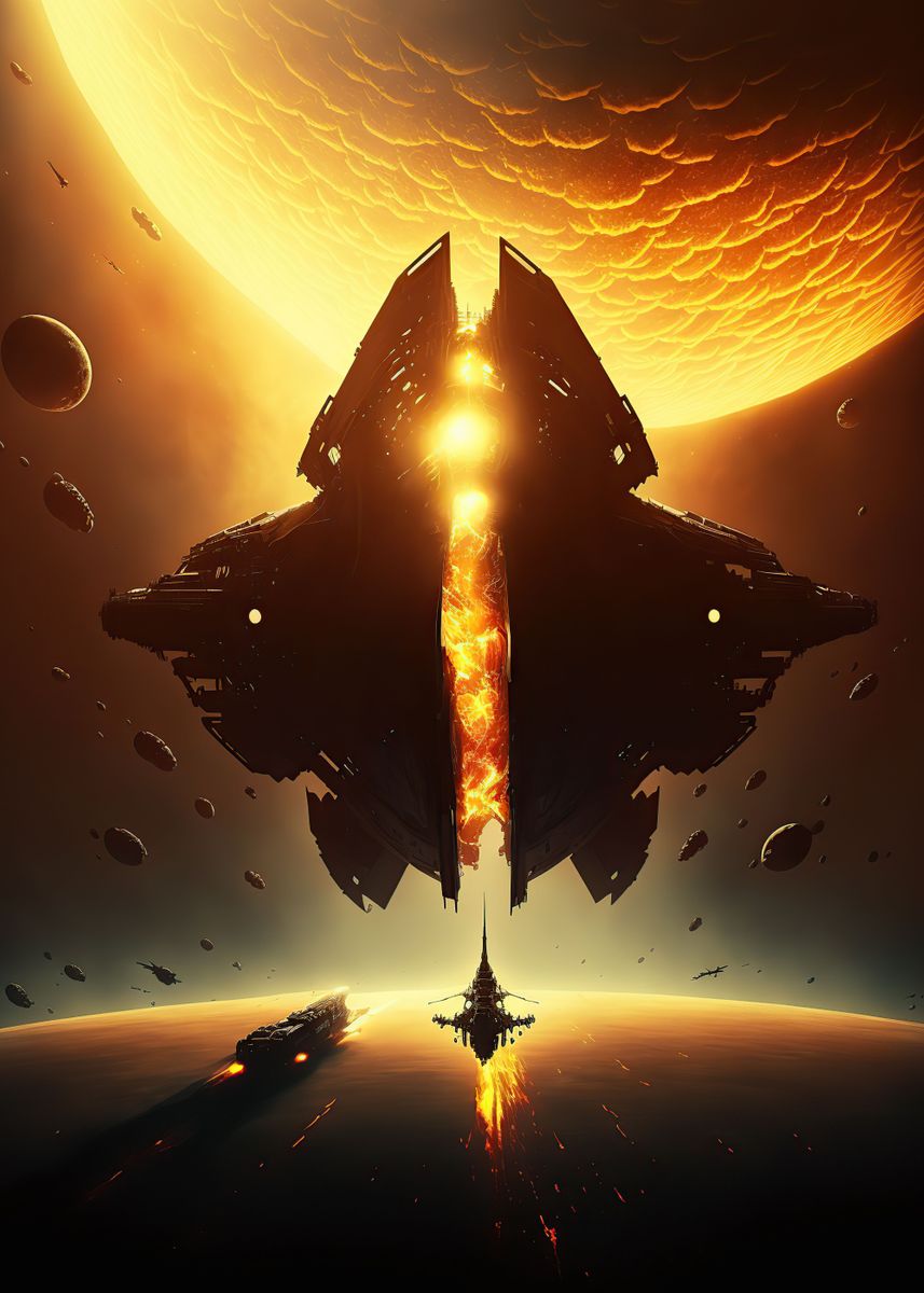 'Spaceship Sunset' Poster, picture, metal print, paint by Angelina ...