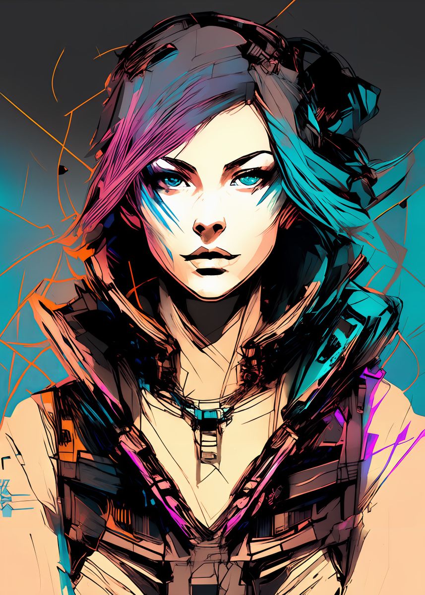 'Cyber girl punk ' Poster, picture, metal print, paint by Rizky Irawan ...