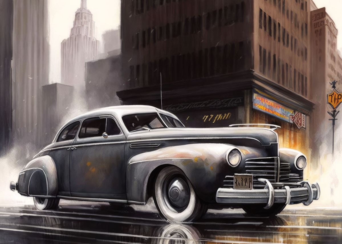 '1920 Gangster Car New York' Poster by Fireabend Designs | Displate