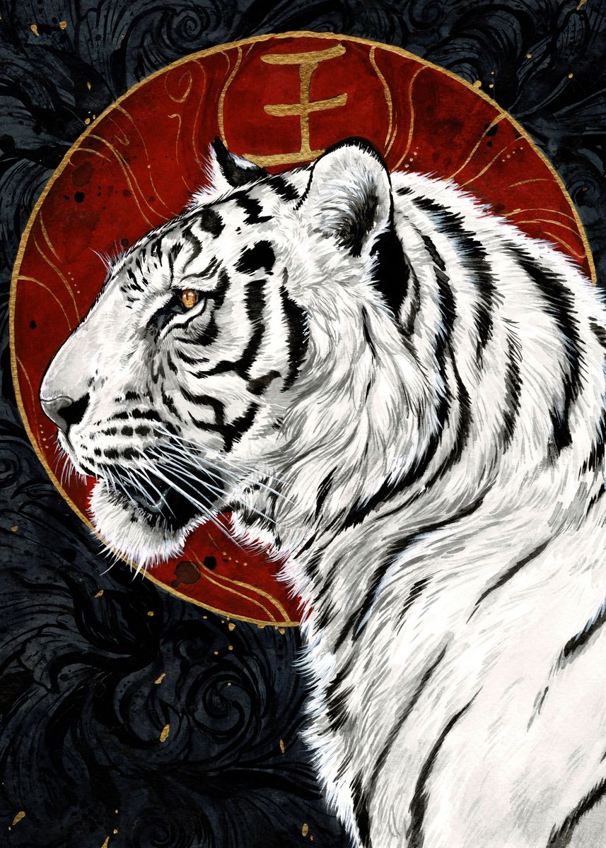 'White Tiger Of the West' Poster, picture, metal print, paint by Jonna ...