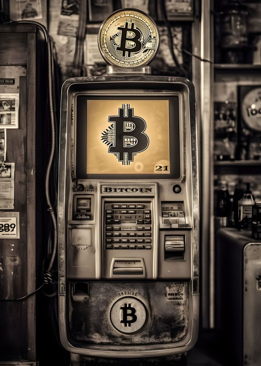 'Vintage Bitcoin ATM ' Poster, picture, metal print, paint by Pixaverse ...