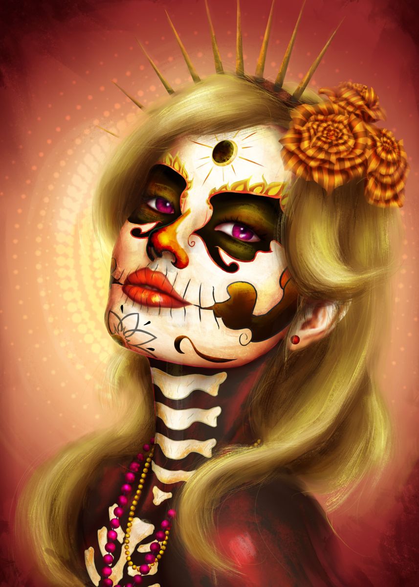 'Sugar Skull Portrait 3' Poster by Rene Trujillo | Displate