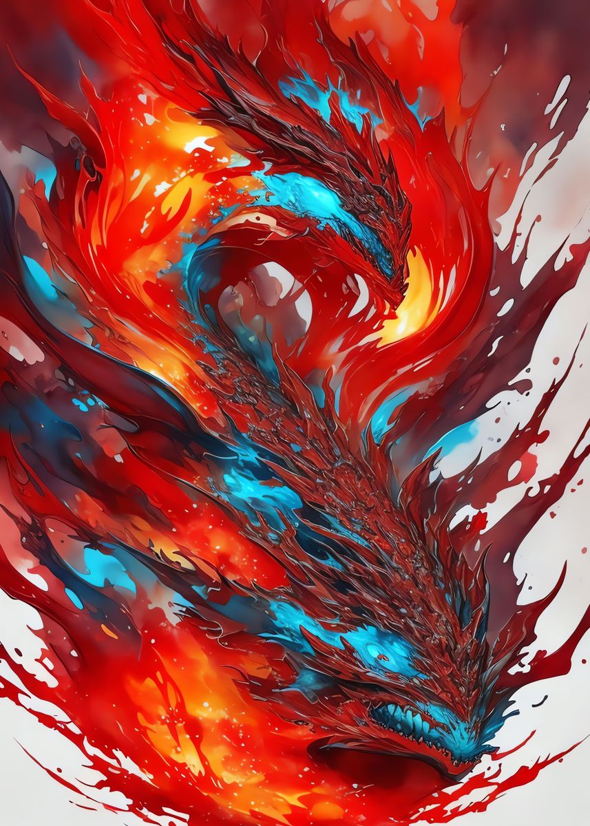 'Dragon Flame' Poster, picture, metal print, paint by Alex Bayu | Displate