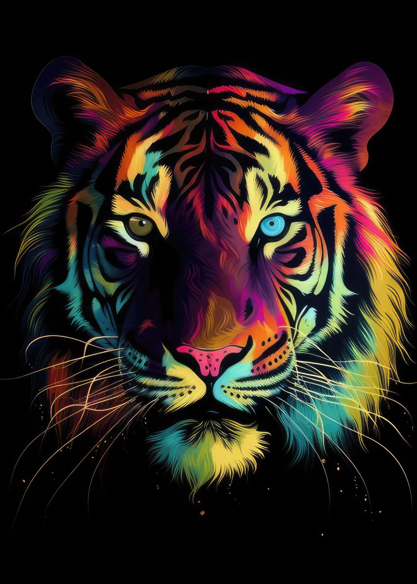 'Colorful Tiger' Poster by Wolf Design Studios | Displate