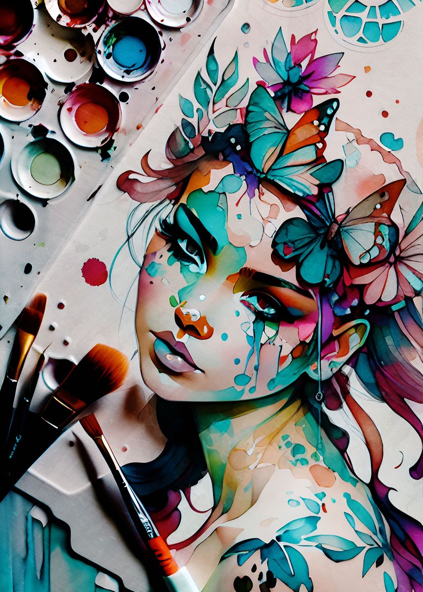 'Watercolor Fae' Poster, picture, metal print, paint by Shroom Squirrel ...