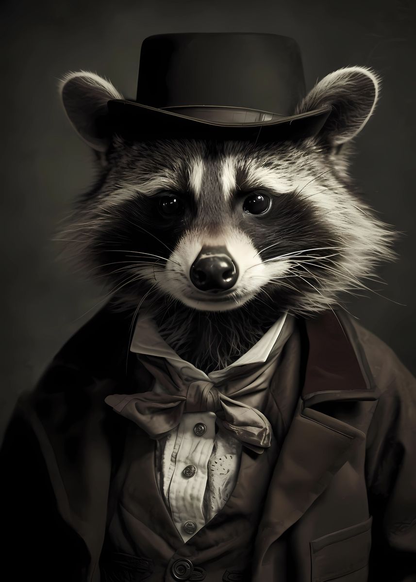 'Raccoon Retro' Poster, picture, metal print, paint by DecoyDesign ...