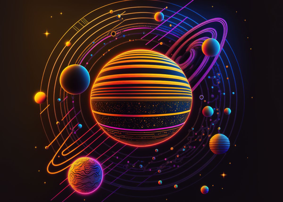 'Solar system neon' Poster by Philippa Quintero | Displate