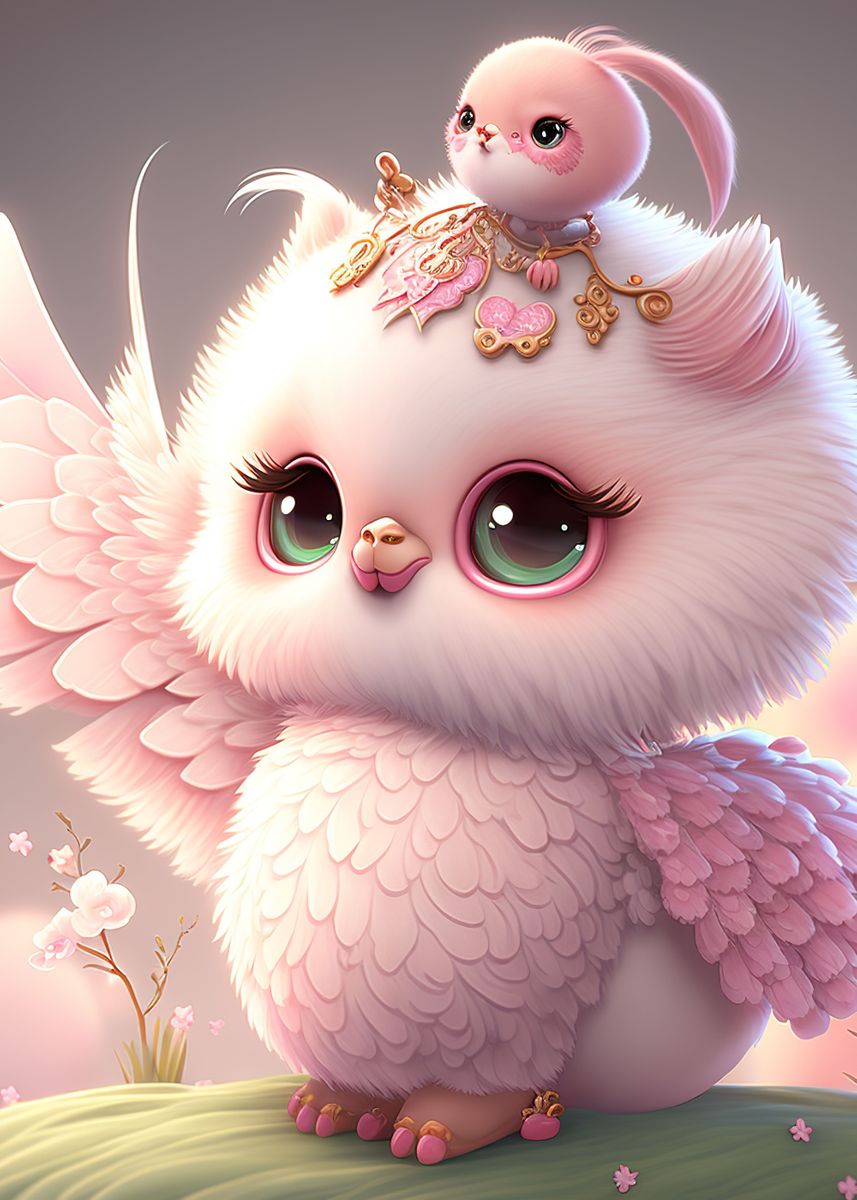 'cute bird baby ' Poster, picture, metal print, paint by MAD SPACE ...