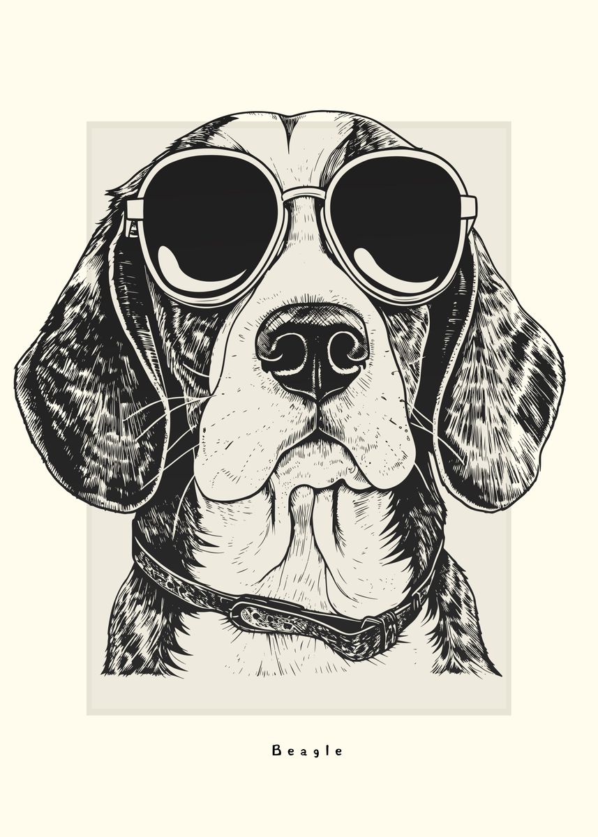 'Beagle Illustration' Poster, picture, metal print, paint by Rafael ...