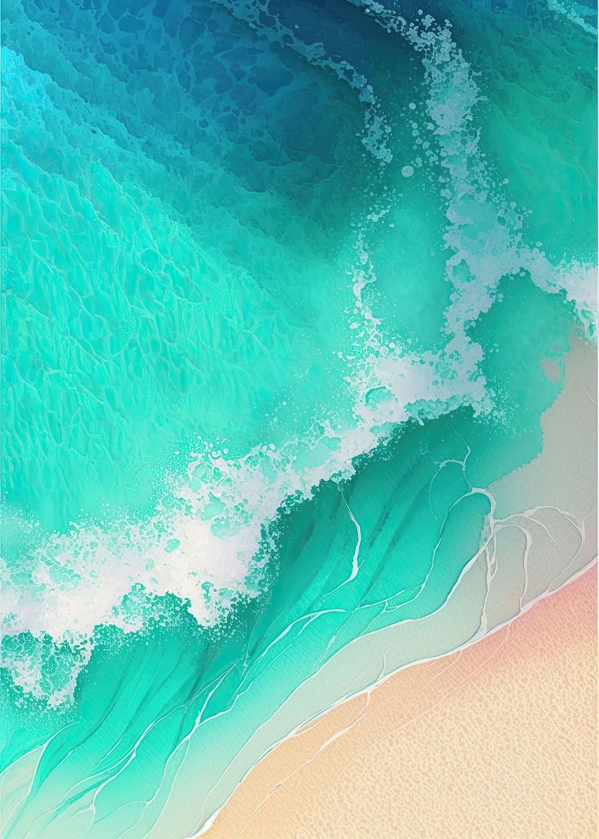 'Watercolor Beach Waves' Poster, picture, metal print, paint by Nick ...