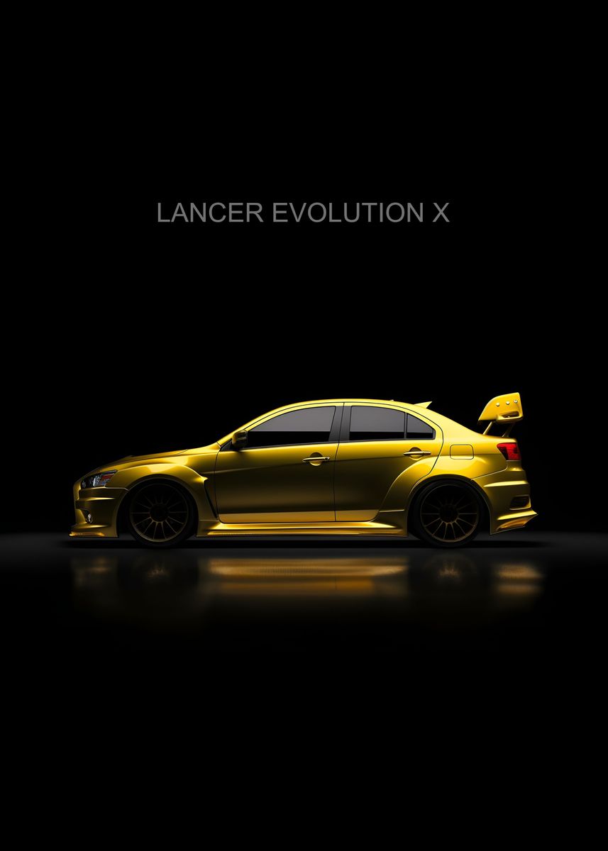 'Lancer Evo X Dark Yellow' Poster, picture, metal print, paint by Masje ...