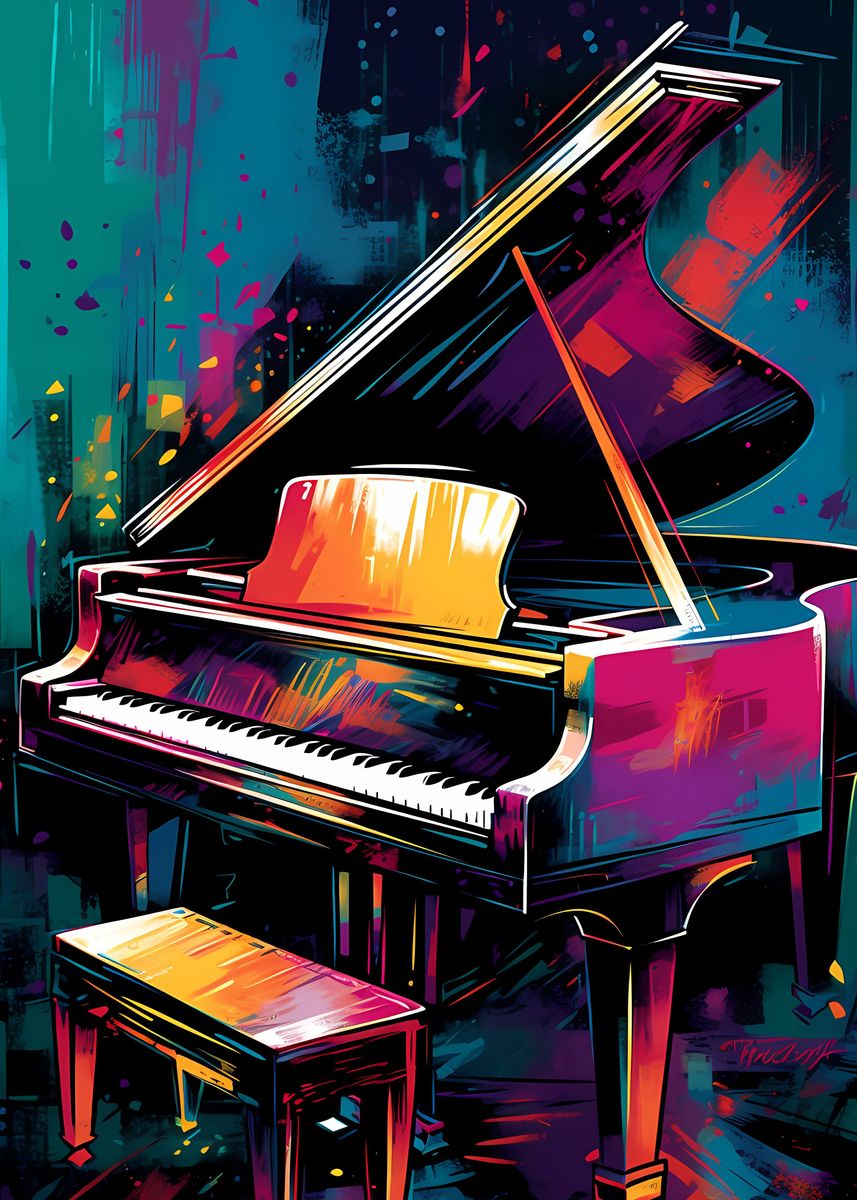 'Piano Instrument' Poster, picture, metal print, paint by DecoyDesign ...