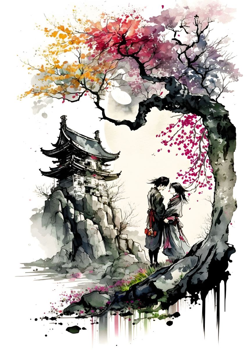 'Cherry blossoms 5' Poster, picture, metal print, paint by Elz art ...