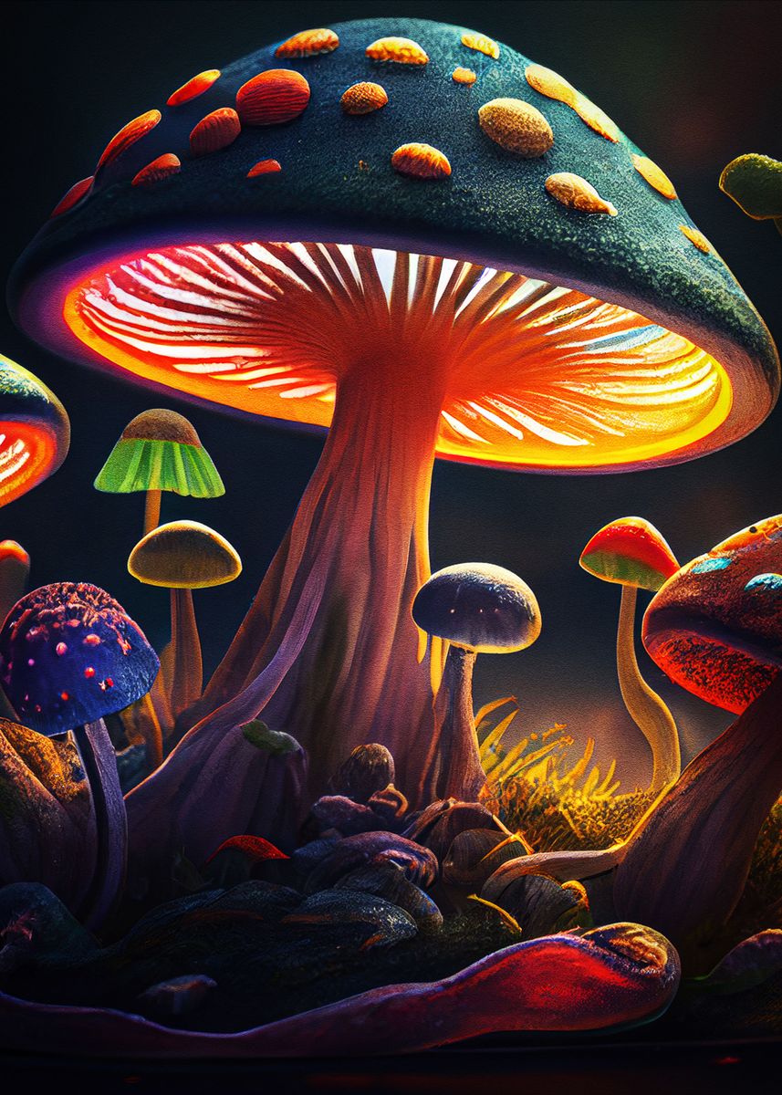 'Mushroom Abstract Paint' Poster, picture, metal print, paint by Coffee ...