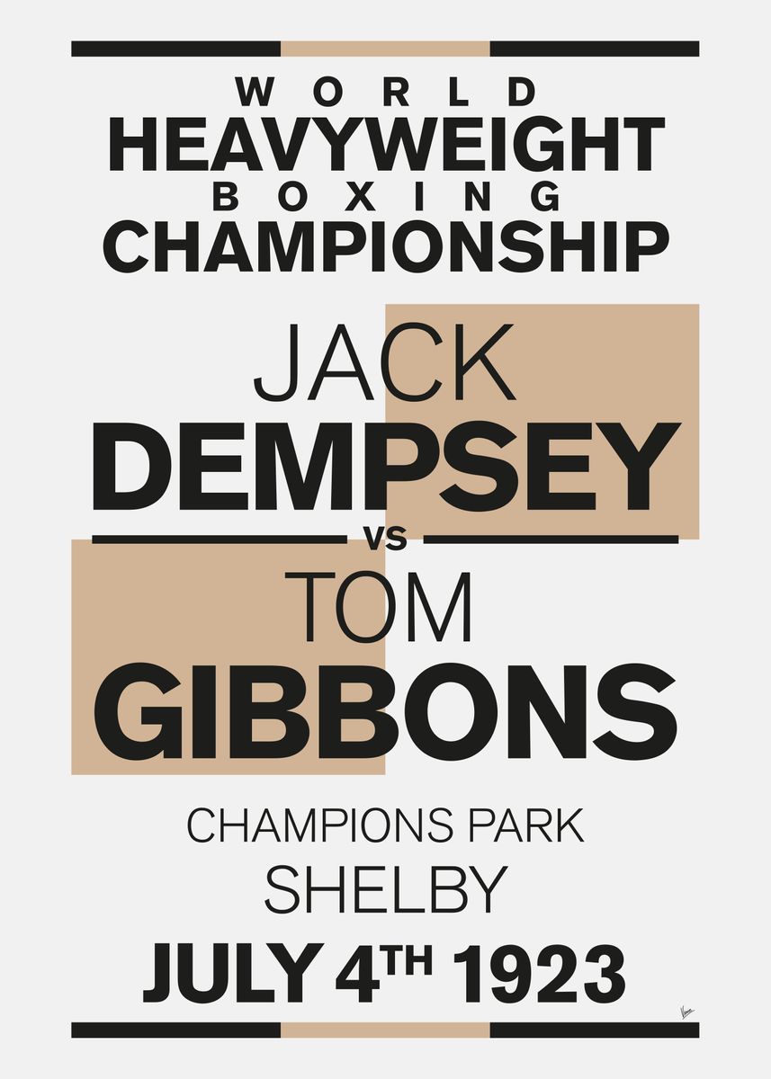 '1923 Dempsey vs Gibbons' Poster, picture, metal print, paint by ...