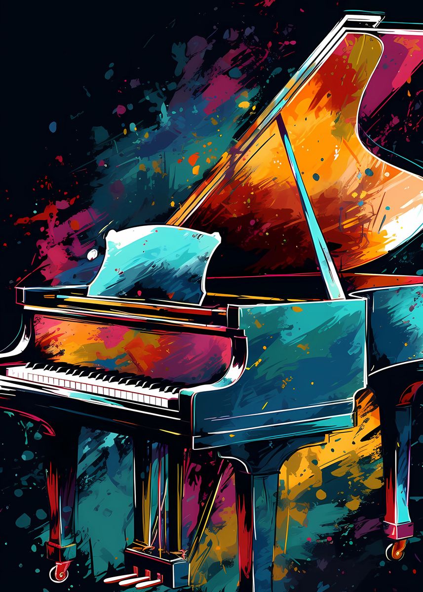'Piano Colorful' Poster, picture, metal print, paint by DecoyDesign ...
