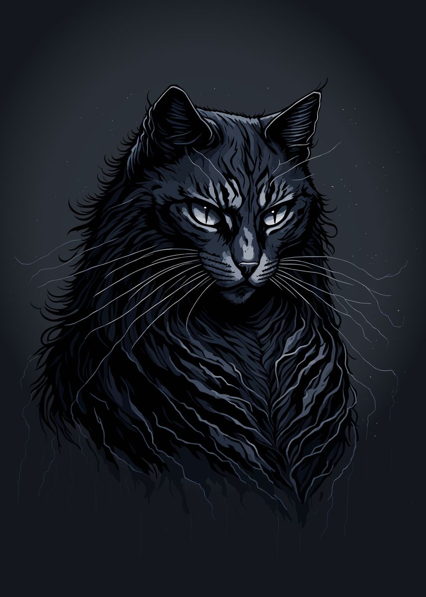 'Mancave Badass Cat' Poster, picture, metal print, paint by Jovana ...