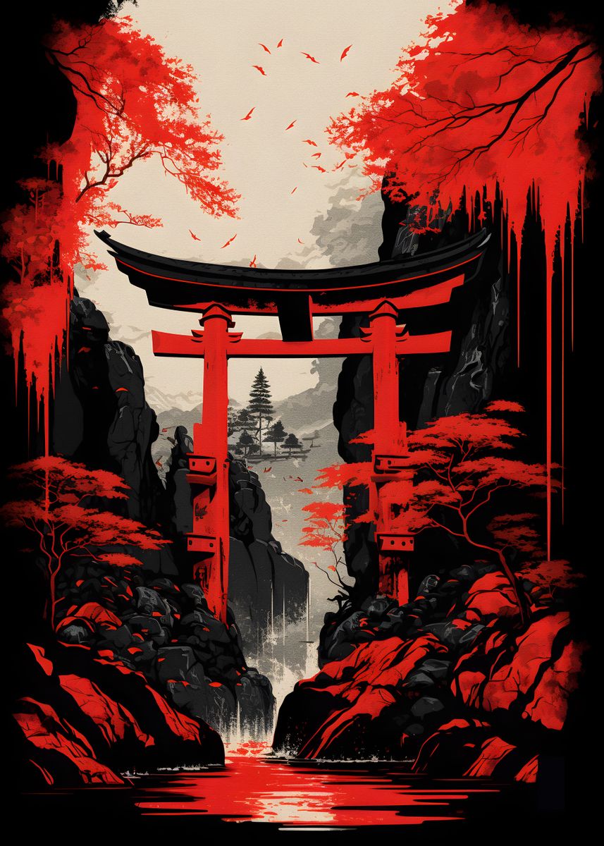 'Torii gate 2' Poster, picture, metal print, paint by Elz art | Displate
