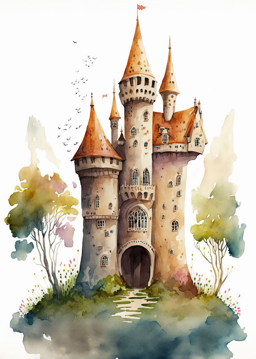 'Castle Landscape' Poster by Yannis Denton | Displate