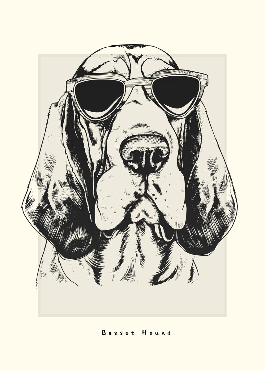 'Basset Hound Illustration' Poster, picture, metal print, paint by ...
