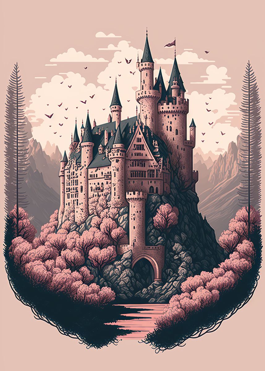 'Castle Landscape' Poster, picture, metal print, paint by Yannis Denton ...
